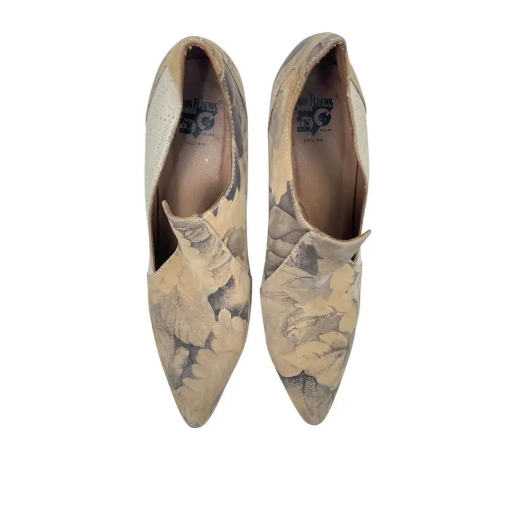John Fluevog | Shoes | John Fluevog Kendra Gray Beige Floral Leather ...